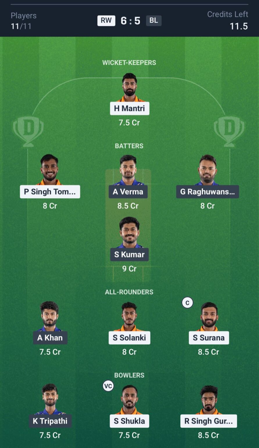 RW vs BL Dream11 Prediction Today Semi-Final 1 Playing XI: MP T20 League 2025 Fantasy Cricket ...